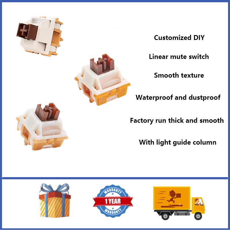 YUN ZII Ice Orange Milk Coffee Mechanical Keyboard Switch Silent 5-pin ...