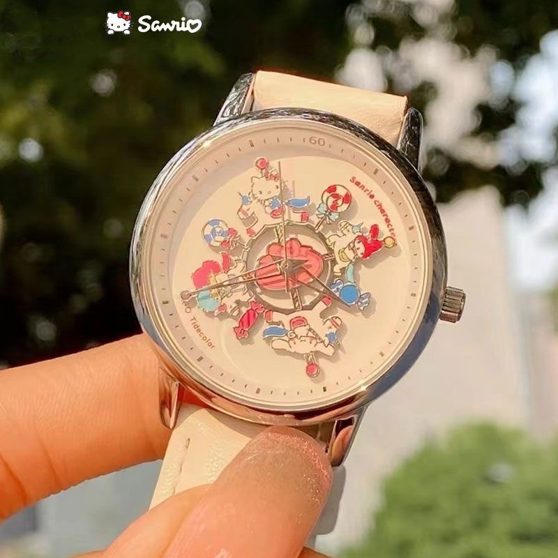 Sanrios Carousel Watch Woman Kawaii Anime Cartoon Hello Kittys Quartz ...