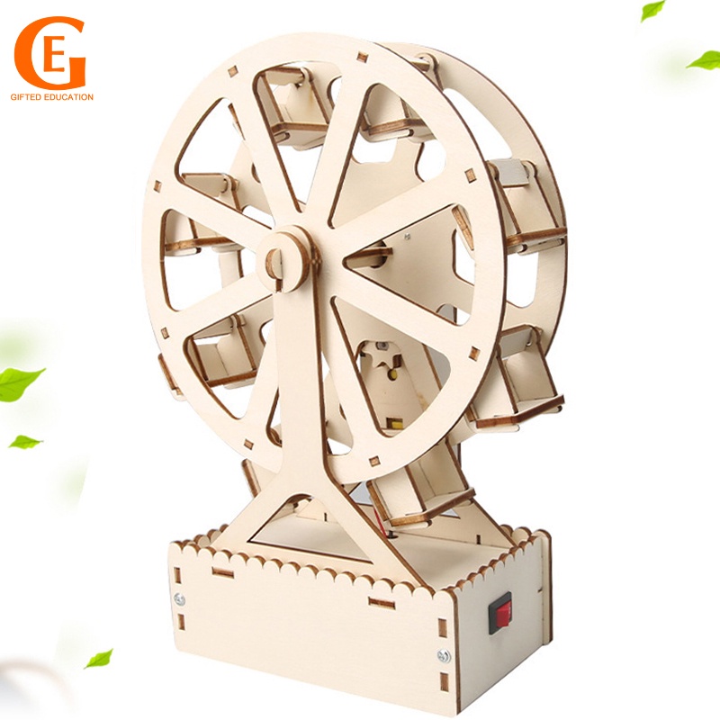 GIFTED EDUCATION DIY Ferris Wheel Model Wooden Electric Rotating Toy ...