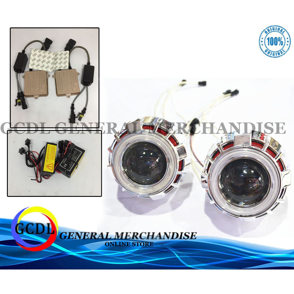 ♞Bi-xenon Projector Headlight AES G1 Double Angel Eye HID Projector ...