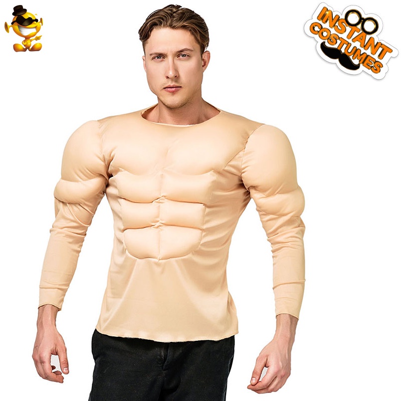 Adult Muscle Wear Muscle Male T-Shirt Men Fake Skin Chest Muscle ...