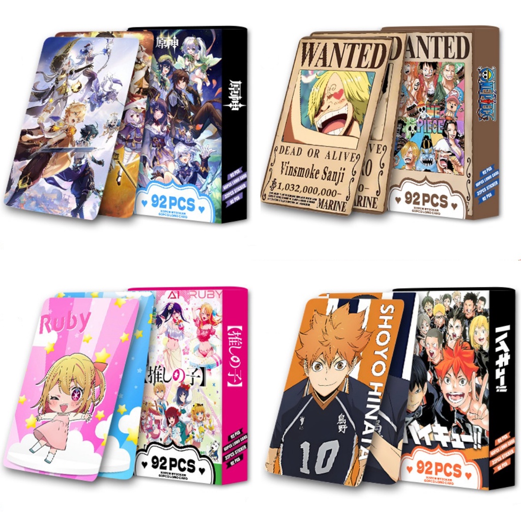 92-96pcs/box Genshin Lomo Cards JoJo's Bizarre Adventure Honkai Star ...