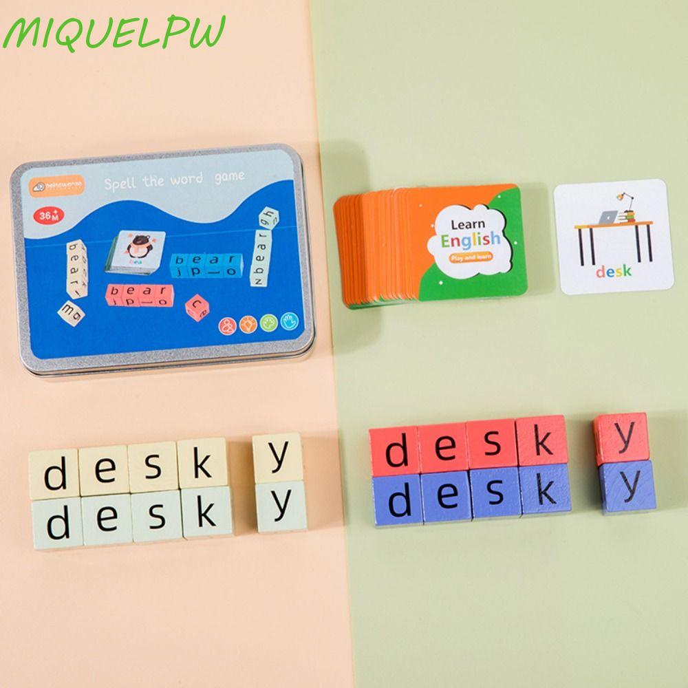 MIQUELPW Alphabet Spelling Game, Wooden Puzzle Alphabet Spell The Word ...