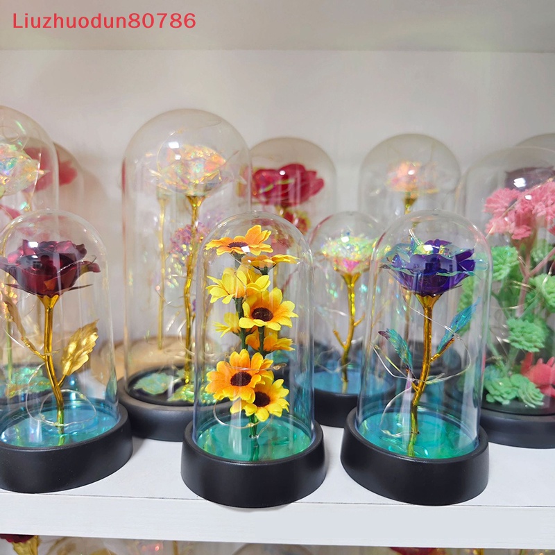 Liuzhuodun80786 Sunflower Night Light Eternal Flower Glass Cover Lamp ...