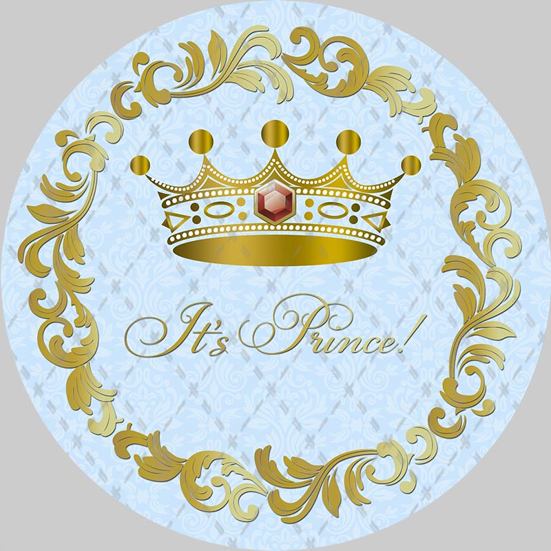 Prince Crown Round Birthday Backdrop For Photography Baby Shower Kids ...
