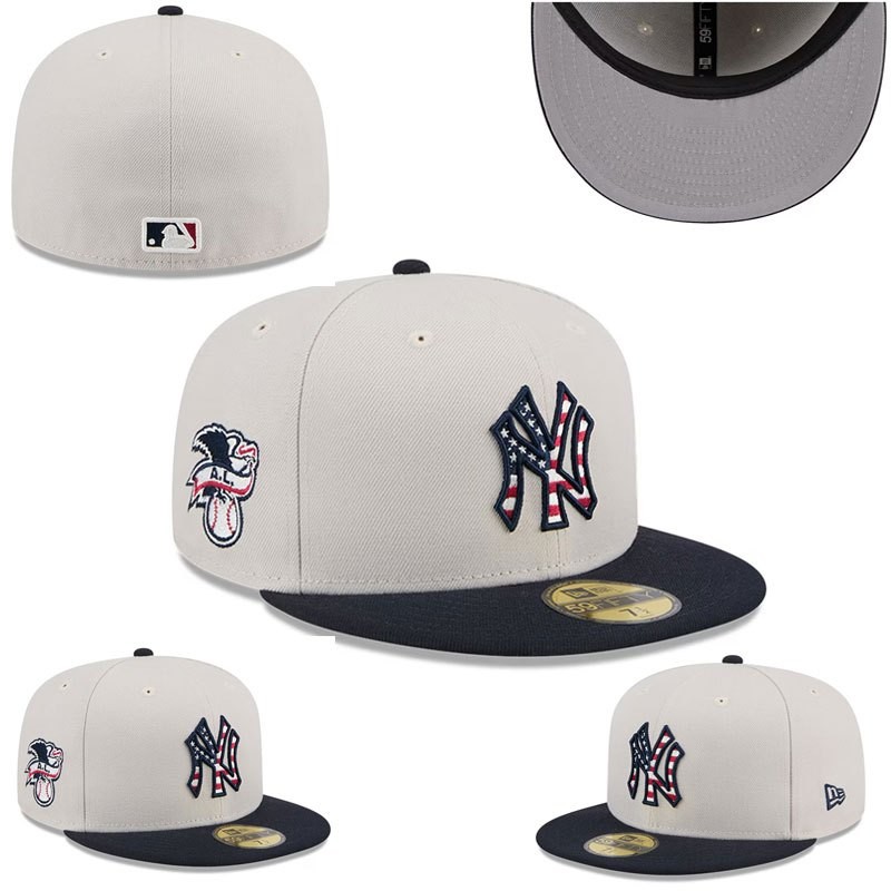 Fashion MLB New York Yankees Fitted Hat 59FIFTY Cap Full Close Fit Caps ...