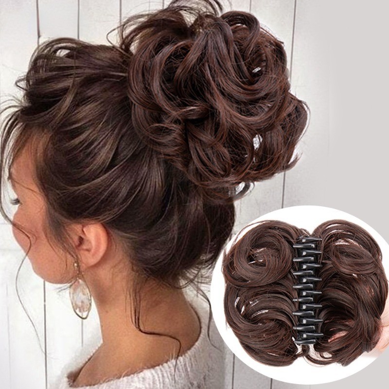 Synthetic Hair Bun Bands Short Curly Chignon Hairpins Doughnut Claw ...