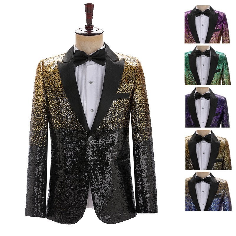 [Senior Suit]New Men's Gradient Sequin Stage Show Performance Suit ...
