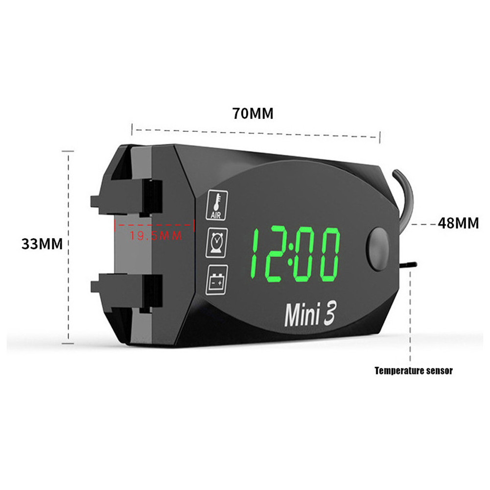 Motorcycle Electronic Clock 3 In 1 Digital Time Clock + Thermometer ...
