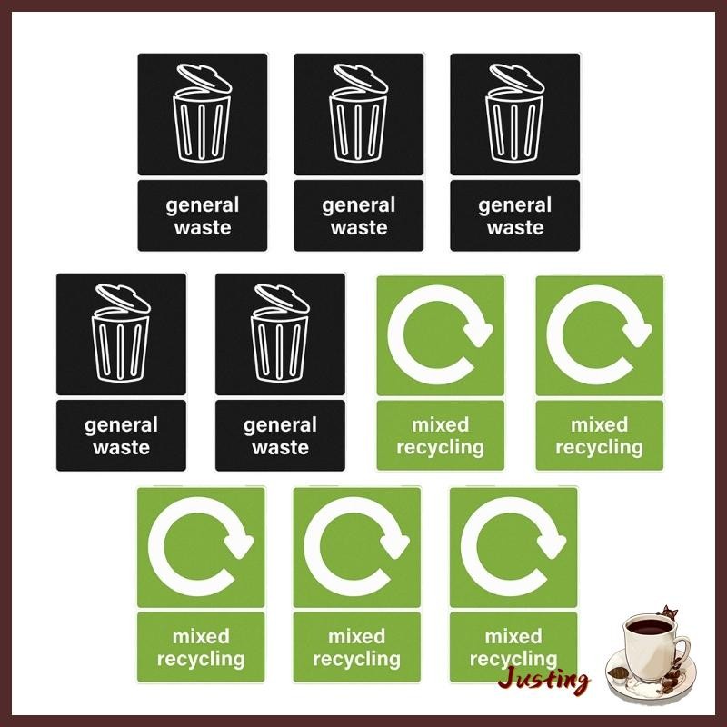 Justing 10Pcs Garbage Can Identification Decals Square Recycle Label ...