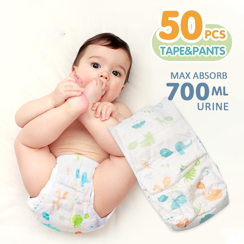 Japan Baby Diaper Tape 50pcs Pants newborn sale NB S M L XL XXL soft and dry One piece per night ...