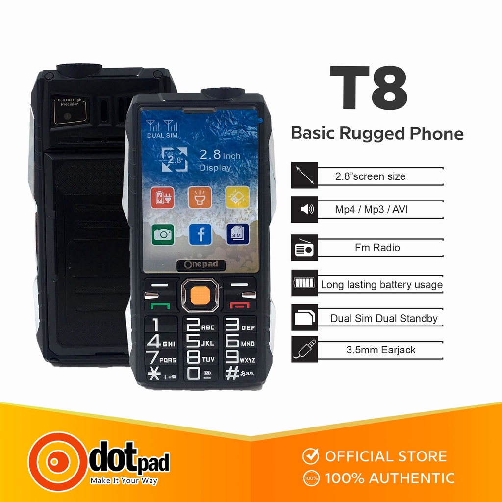 ONEPAD T8 MOBILE BASIC MILITARY KEYPAD PHONE POWERBANK | Shopee Philippines