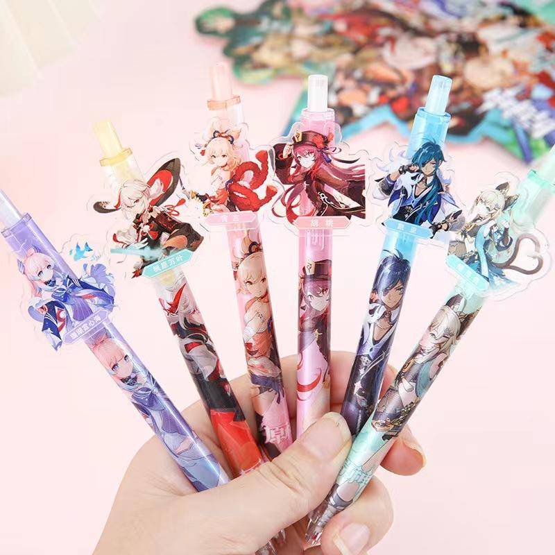 6Pcs/Lot Game Genshin Impact 0.5mm Acrylic Gel Pen Kawaii Sangonomiya ...