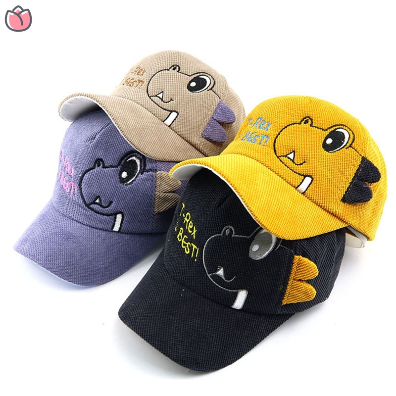 Cute Baby Caps Cartoon Dinosaur Kids Boy Baseball Cap Children Corduroy ...