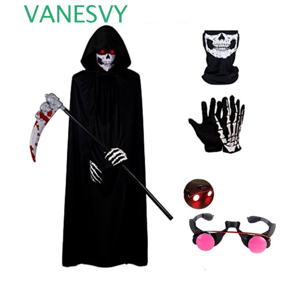 VANESVY Halloween Grim Reaper Costume, With Glove Black Ghost Reaper ...