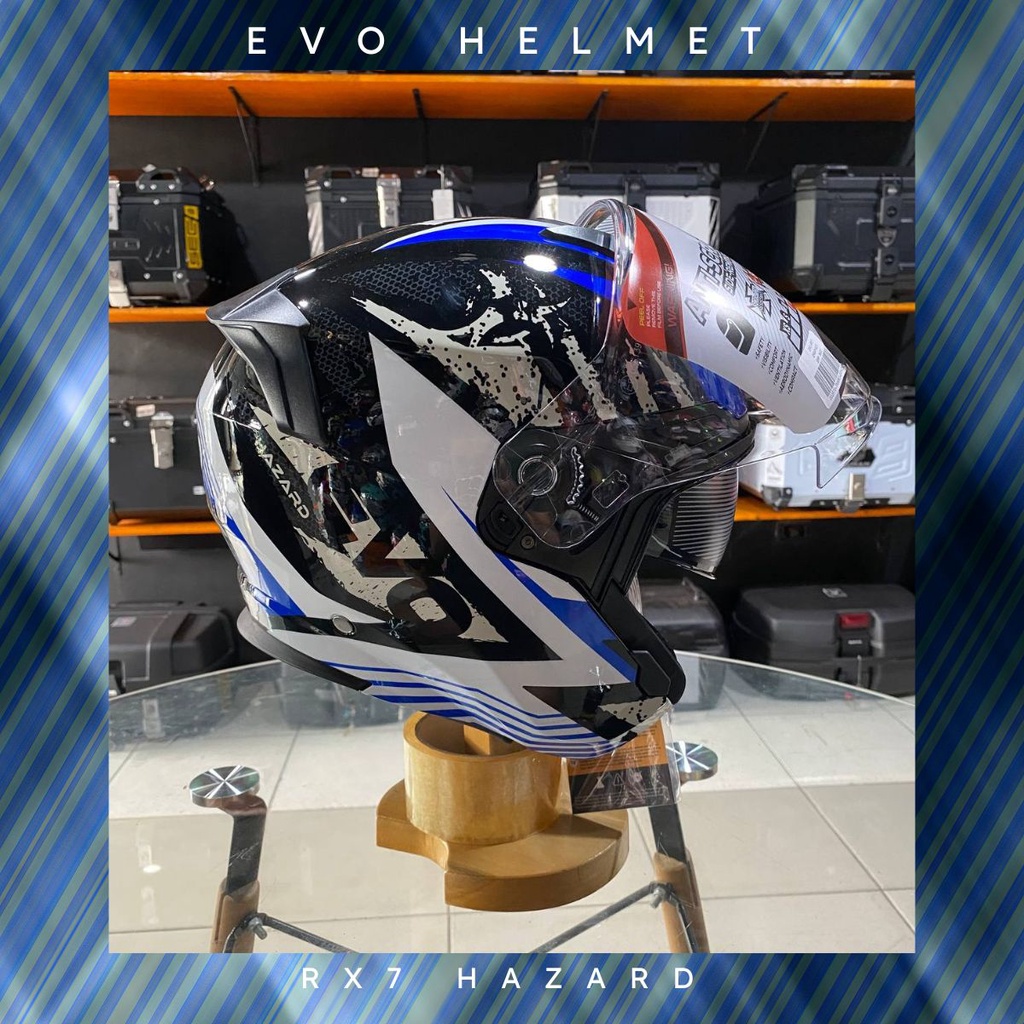 evo helmet rx7 hazard falf face dual visor blue | Shopee Philippines