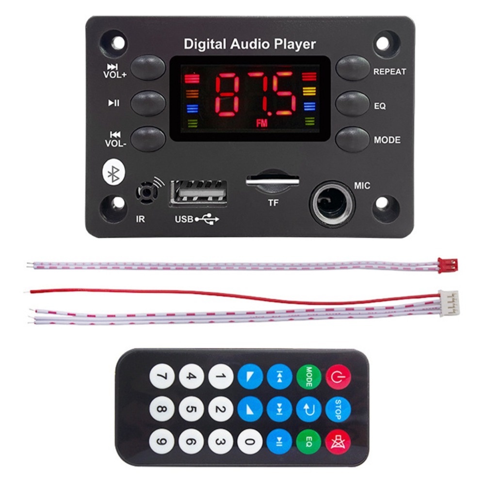 Bluetooth5.0 MP3 Decoder Board DC 5V 12V Car Audio Amplifier Hands-free USB TF FM Radio Music ...