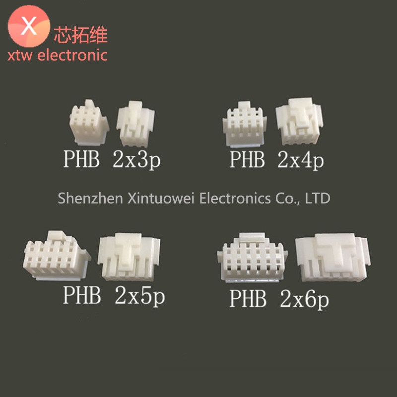 10Pcs/lot PHB PHSD Rubber Shell Connector PH2.0mm Spacing Double Row Buckle with Lock Plug 4P 6P ...