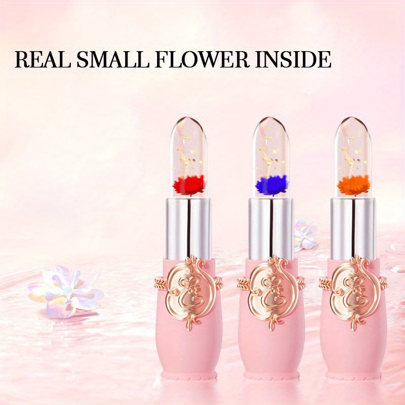 Crystal Dry Flower Jelly Lipstick, Magic Temperature Color Changing Lip ...