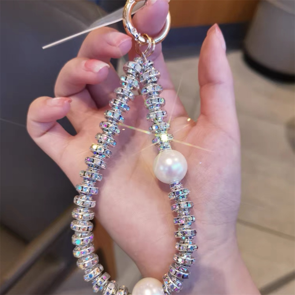 Mobile phone bracelet Short large Pearl bracelet Diamond pendant Wrist ...