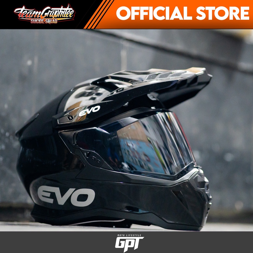EVO HELMET DX7 MONO GLOSS BLACK (SMOKE LENS) w/ free clear lens ...
