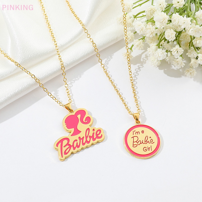 PINKING Disney Pink Barbie Necklace Classic Barbie Head Pendant ...