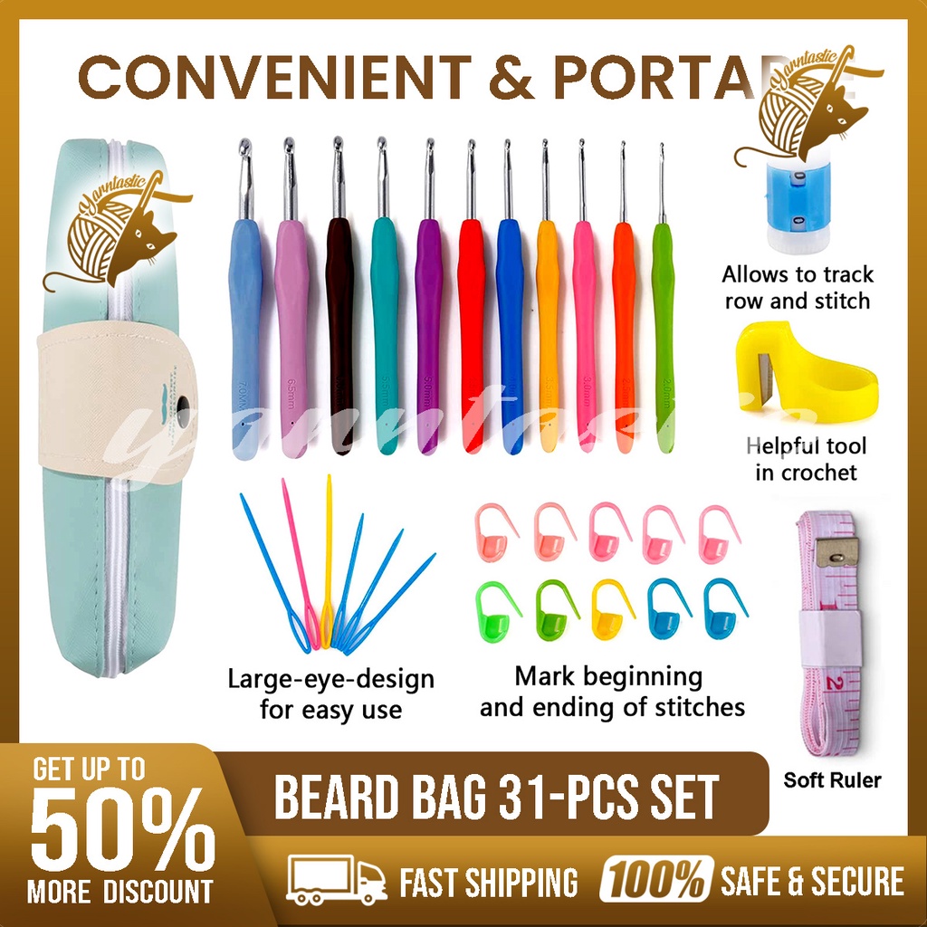YT Real Plus Crochet Hooks Set 12 Sizes Yarn Knitting Needles Tools ...