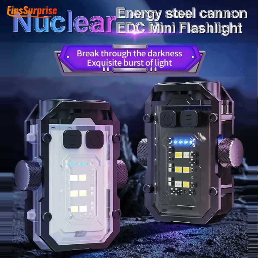 Portable Edc Small Keychain Light Outdoor 8 Modes Powerful Blue Red
