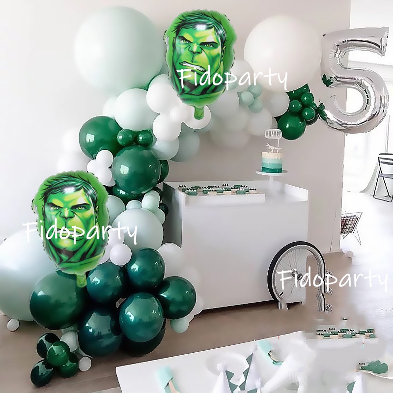 Superhero Theme Hulk Balloon Dark Green Matte Balloons 32inch Silver ...