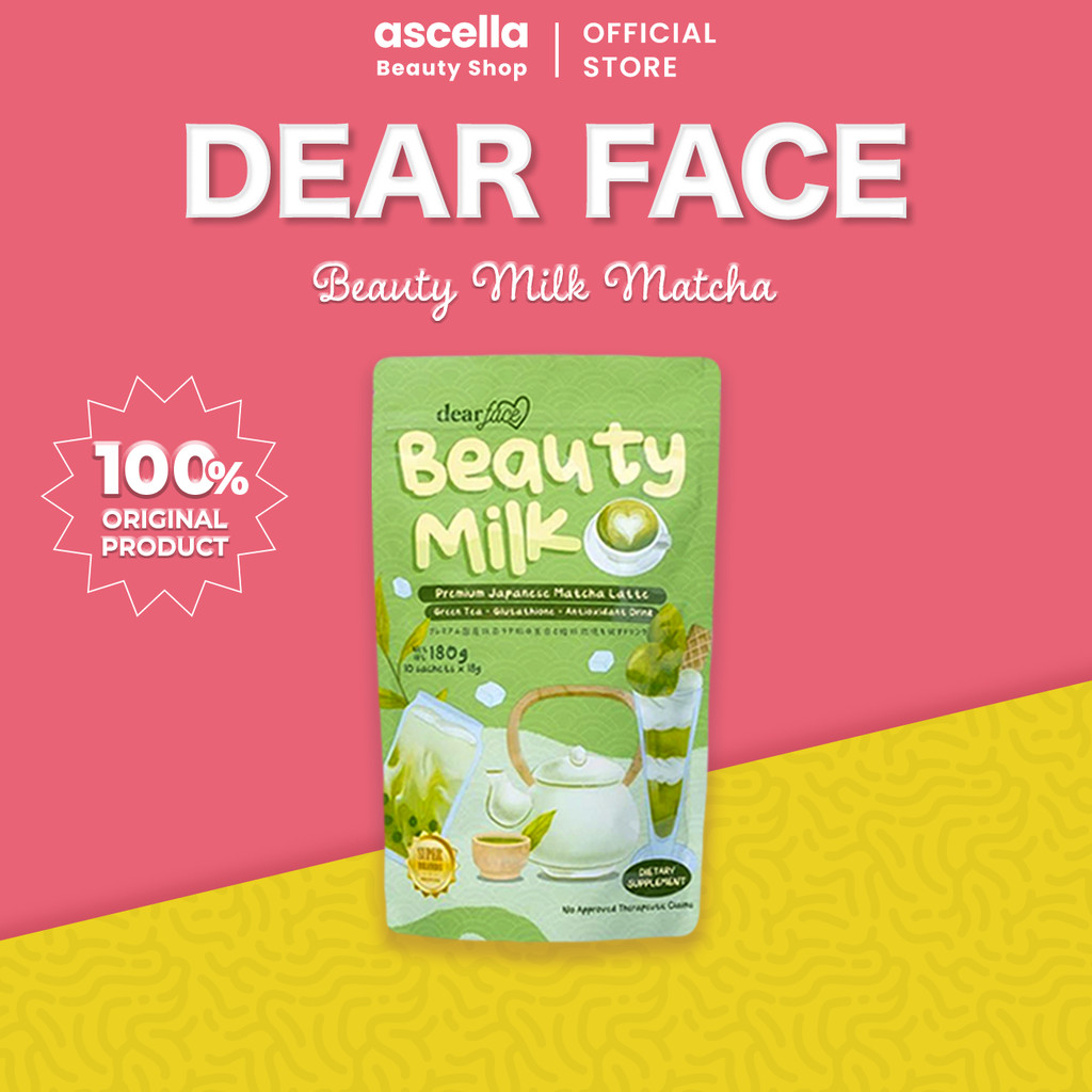 DEAR FACE Beauty Milk Matcha Flavor Latte Premium Japanese Glutathione ...