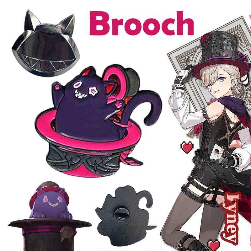 Game Genshin Impact Brooch Lyney Cat Hat Pins Fashion Cute Halloween ...