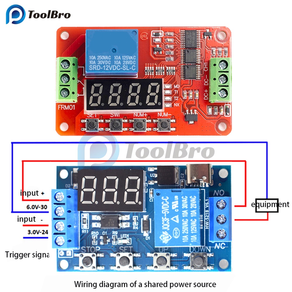FRM01 LED Digital Time Delay Relay Module DC 12V Multifunction Timer Control Relay Switch Loop ...