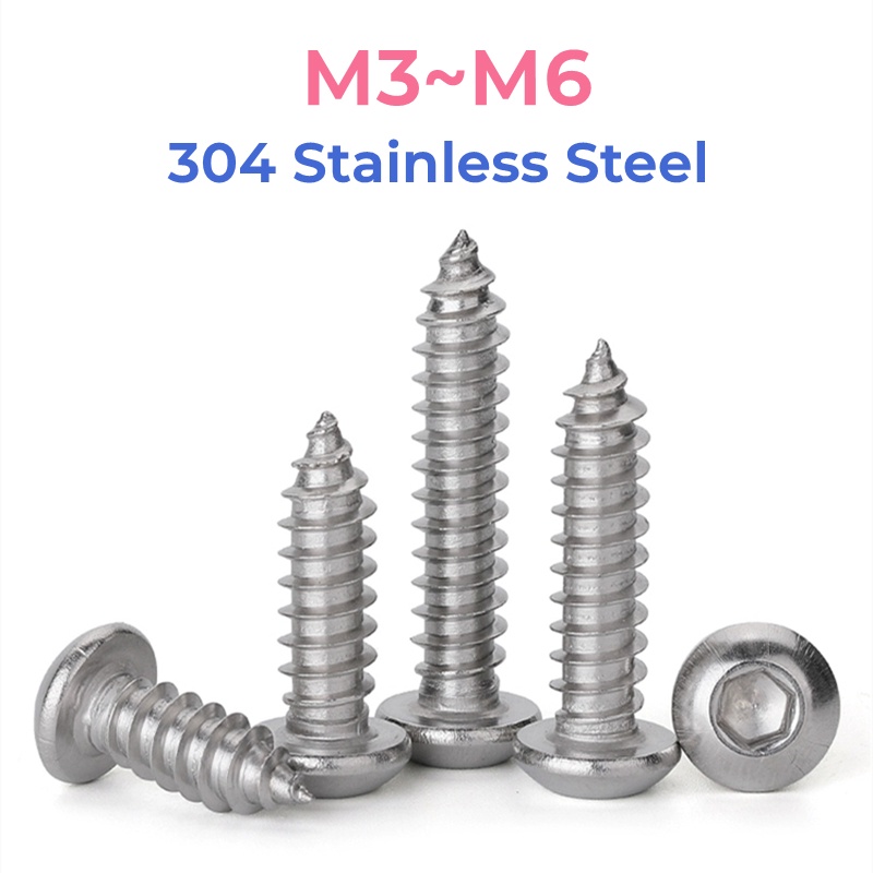304 Stainless Steel Button Round Head Allen Hexagon Hex Socket Self ...