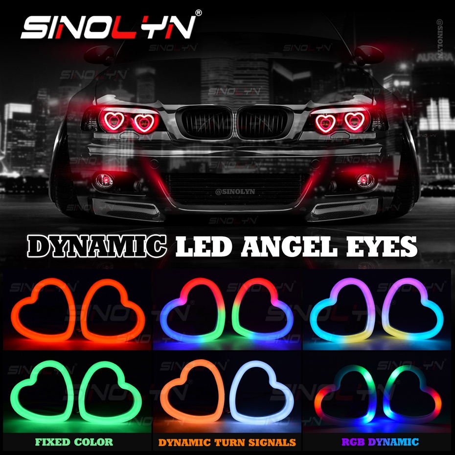 Sinolyn Heart Shape LED Multi Color Halo RGB Angel Eye Wireless ...