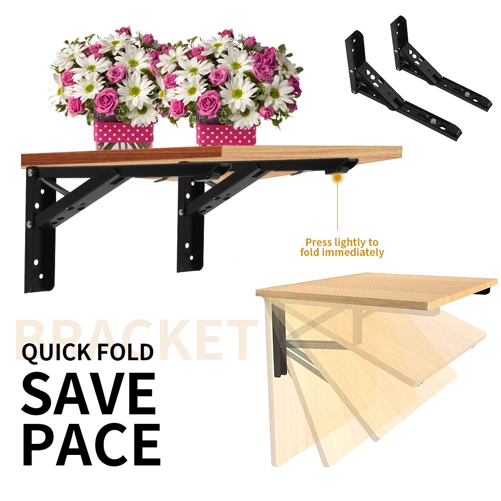 Wall Triangle Bracket Stainless Steel Wall Mounted Foldable Wood Plank ...