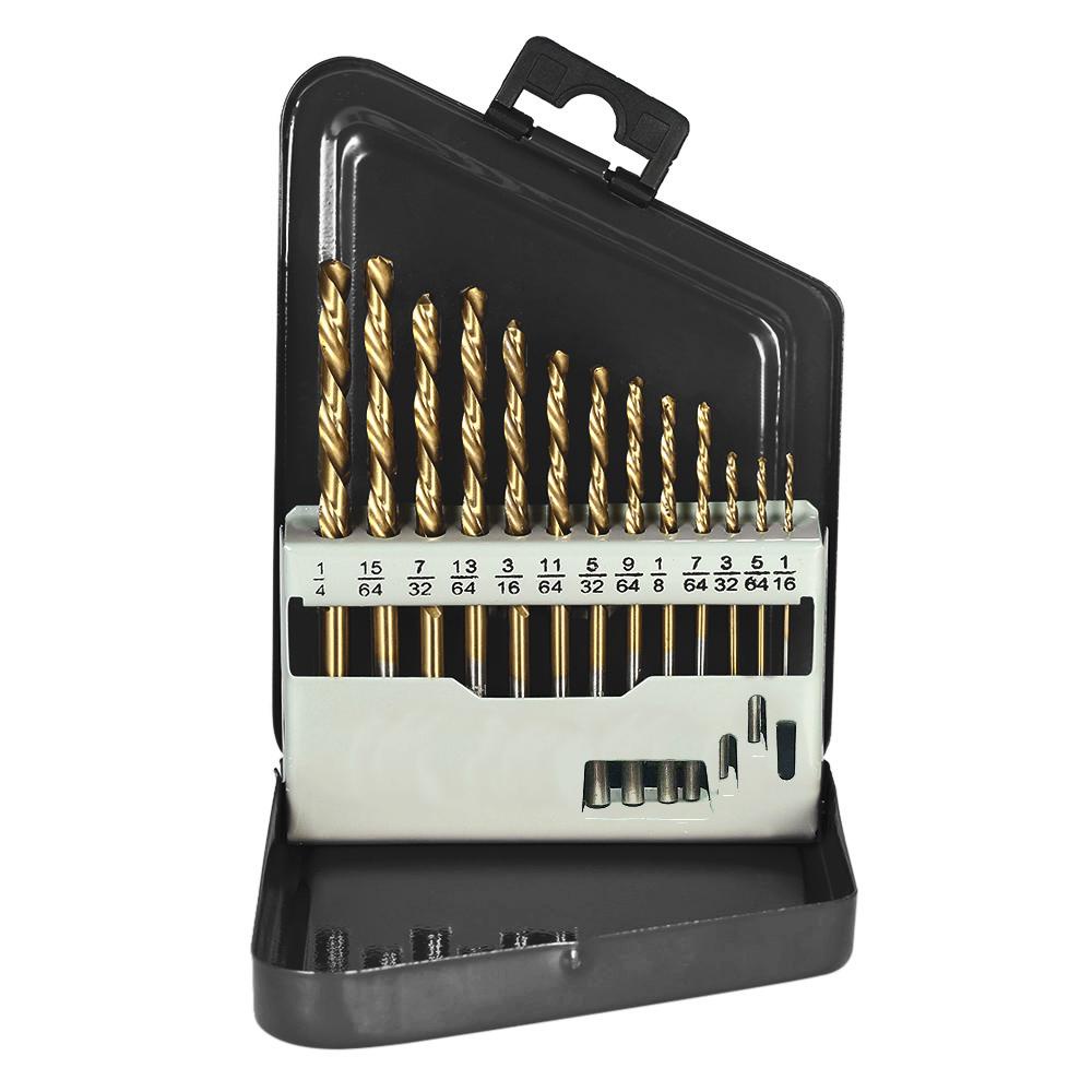 13pcs Left Handed Drill Bit Set M2 HSS with Titanium Nitride Coating (1/16 - 1/4 ) | Shopee ...