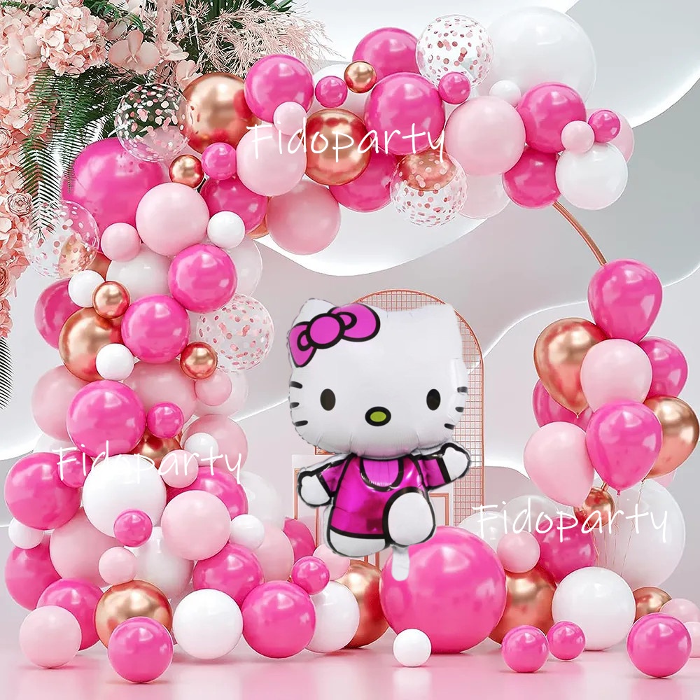 70pcs Hello Kitty Black Balloon Garland Kit With Metalic Party Balloons ...
