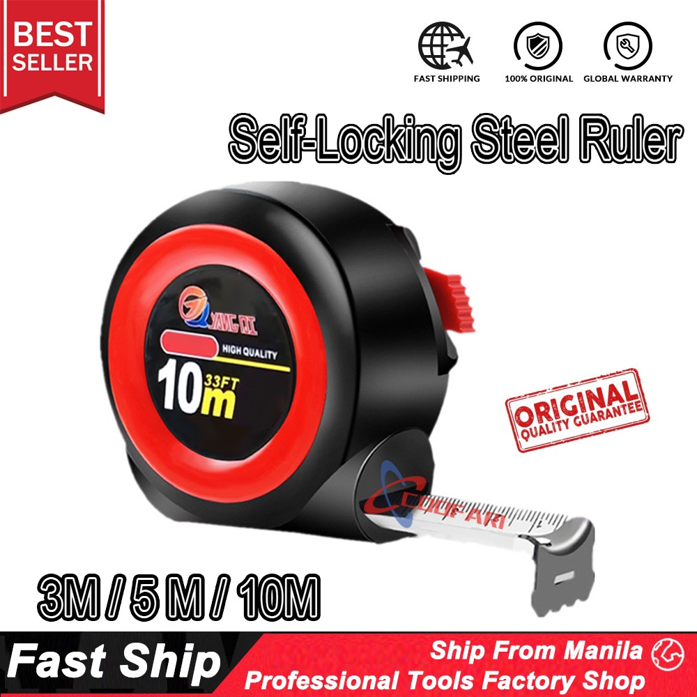 3m 5m 10m Retractable Self-Locking Measure Tape Steel Ruler ...