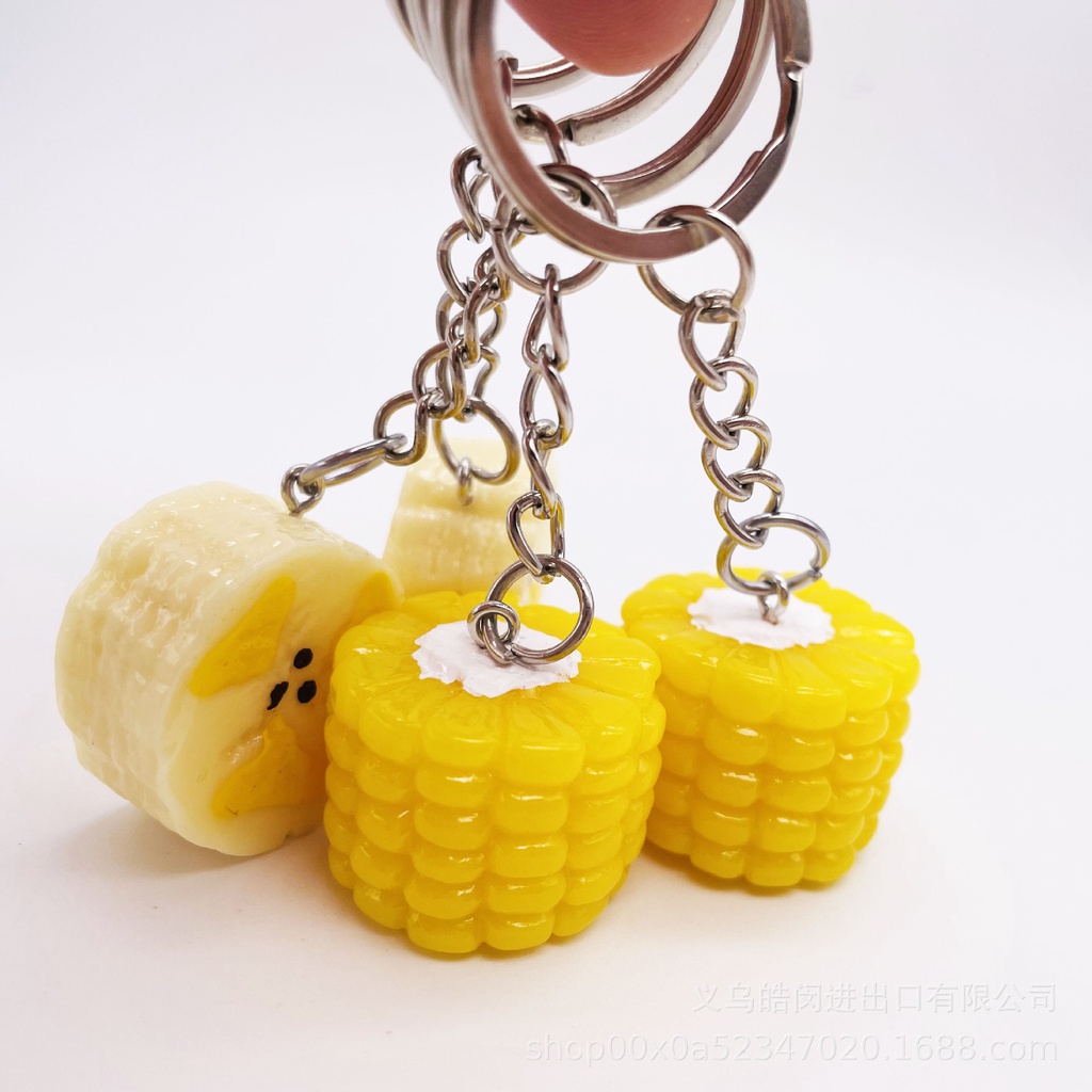 Creative Simulation Food Cartoon Corn Keychain Bag, Car Keychain ...
