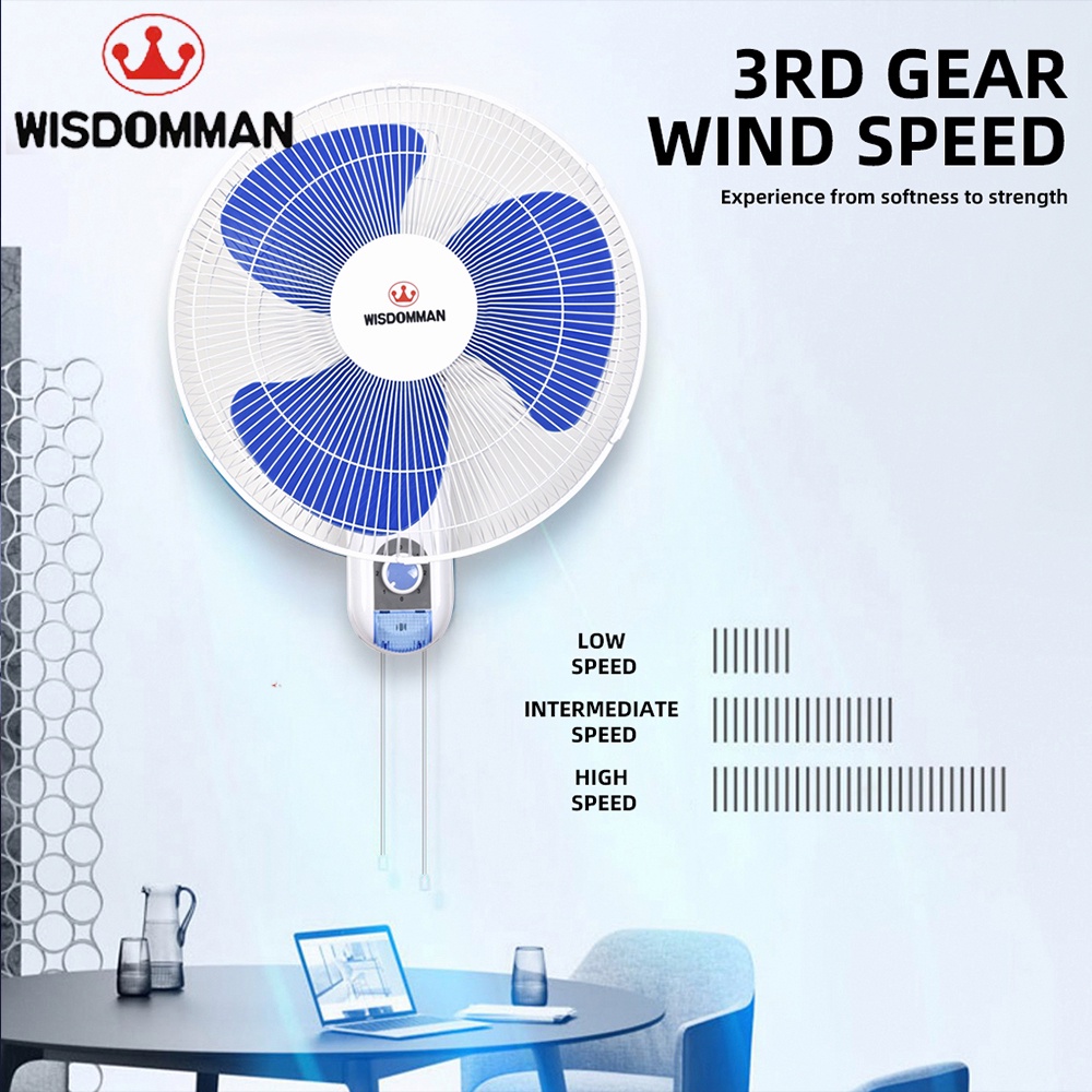 WISDOMMAN 16" Wall-mounted Electric Fan Silent Wall Industrial Fan ...