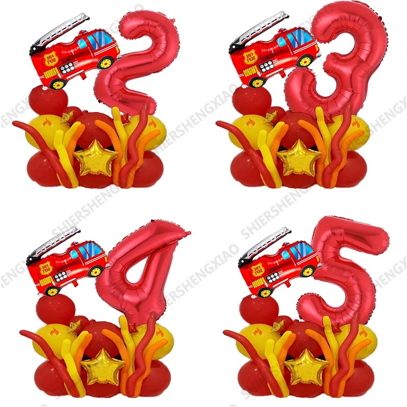 32pcs Engineering Truck Fire Engine Theme 32 Inch Numbers Aluminium ...