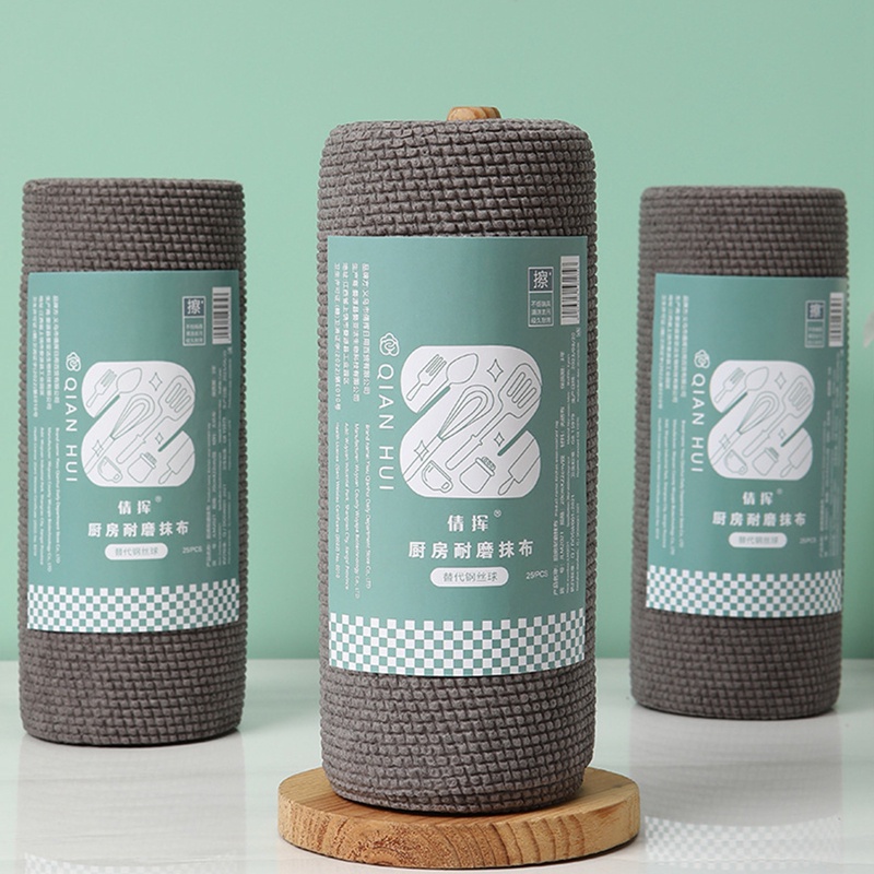 FAUSE 25Pcs/Roll Heavy Duty Kitchen Scrub Cloth, Microfiber Cleaning ...