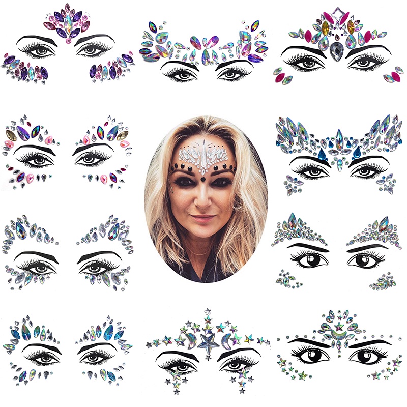 1 PC Carnival Embellish Face Diamond Party Stylish Influencers 3D Face ...