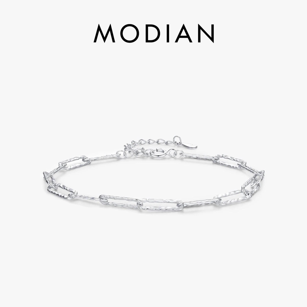 MODIAN Real 925 Sterling Silver Irregular Wavy Lock Chain Bracelets ...