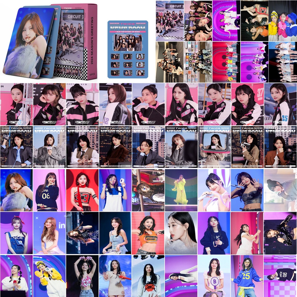 55pcs TWICE Lomo cards NEWS ROOM Album JAPAN SEASON'S GREETINGS 2024 Circuit24 Photocards MISAMO ...