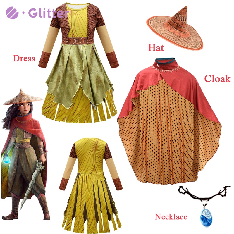 Anime Cartoon Raya and The Last Dragon Cosplay Costume Dress For Kids ...