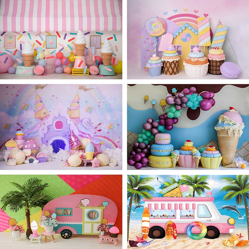 Ice Cream Sweet Cakes Backdrop For Baby Shower New Born Cake Smash Boy ...