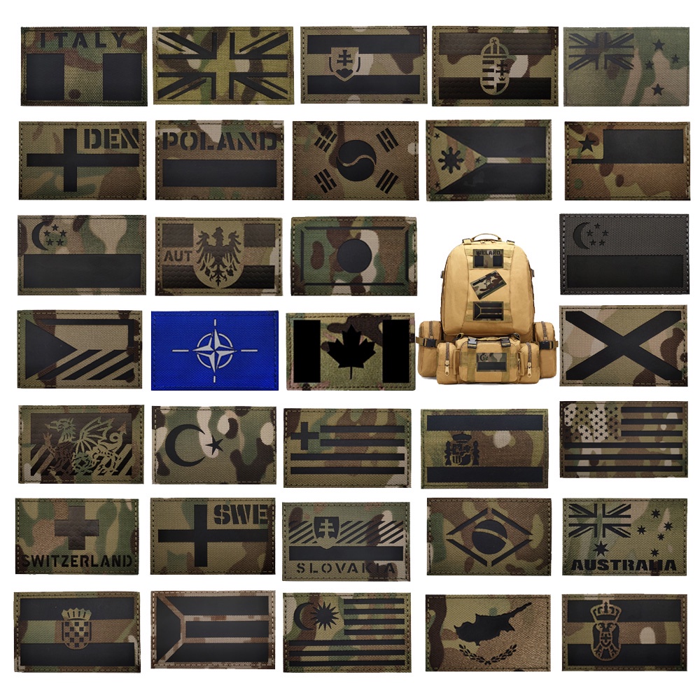 Reflective Camouflage National Flag Badge Velcro Patch Backpack Badge ...