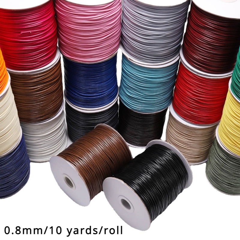 10 yards/roll 0.8mm colorful wax leather rope braided wax thread beaded ...