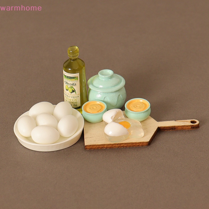 WMPH 1/12 Dollhouse Mini Kitchen Food Toy Set Dollhouse Egg Olive Oil ...